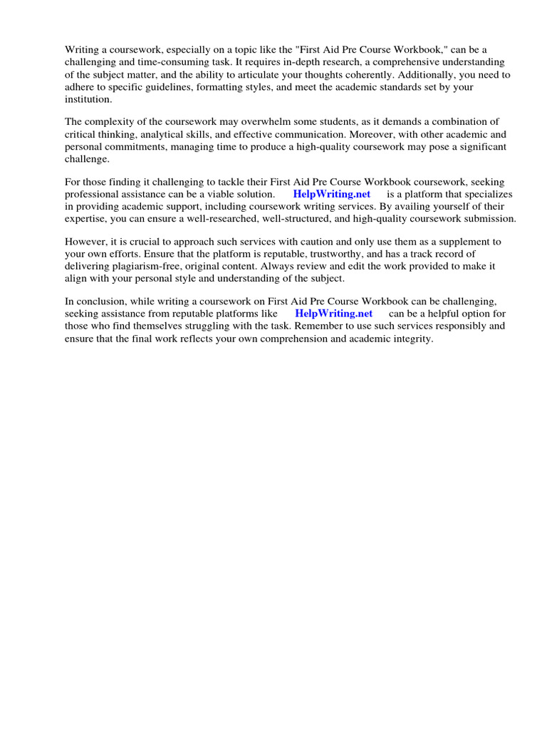 First Aid Pre Course Workbook | PDF | Allergy | Risk