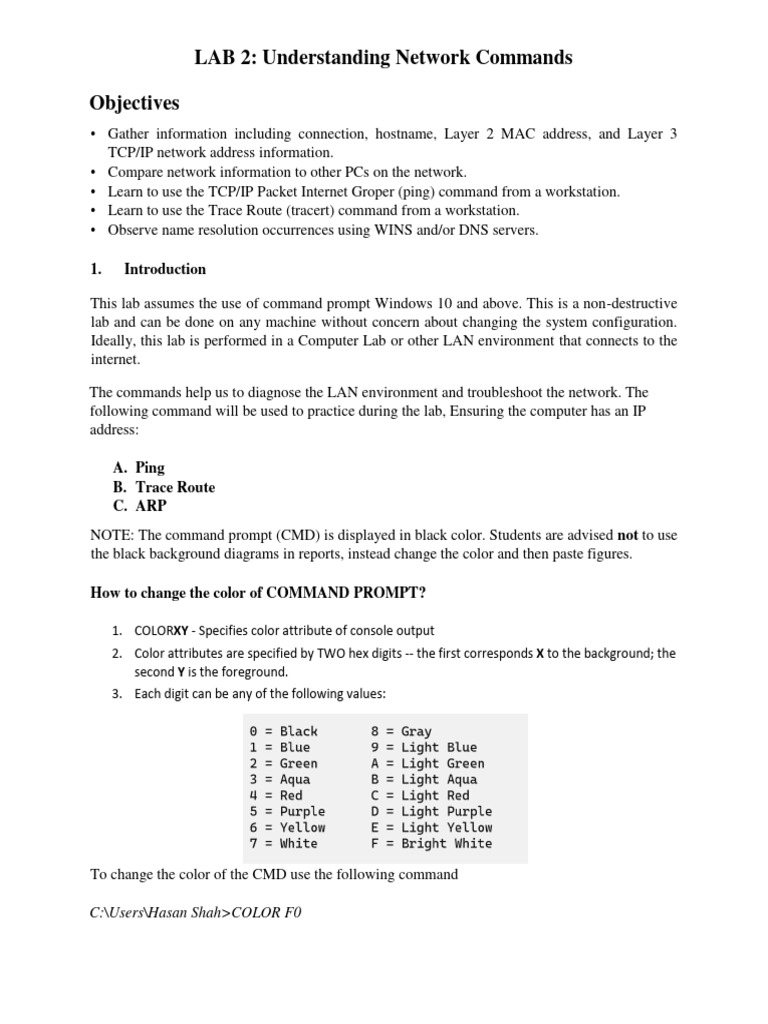 WEEK 2-LAB 2-Understanding Network Commands | PDF | Ip Address | Computer Network