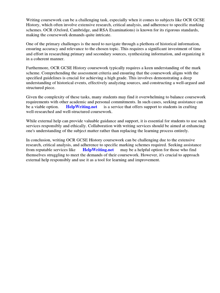 Ocr Gcse History Coursework Mark Scheme | Download Free PDF | Critical ... Ocr Gcse History Coursework Mark Scheme | Download Free PDF | Critical ...