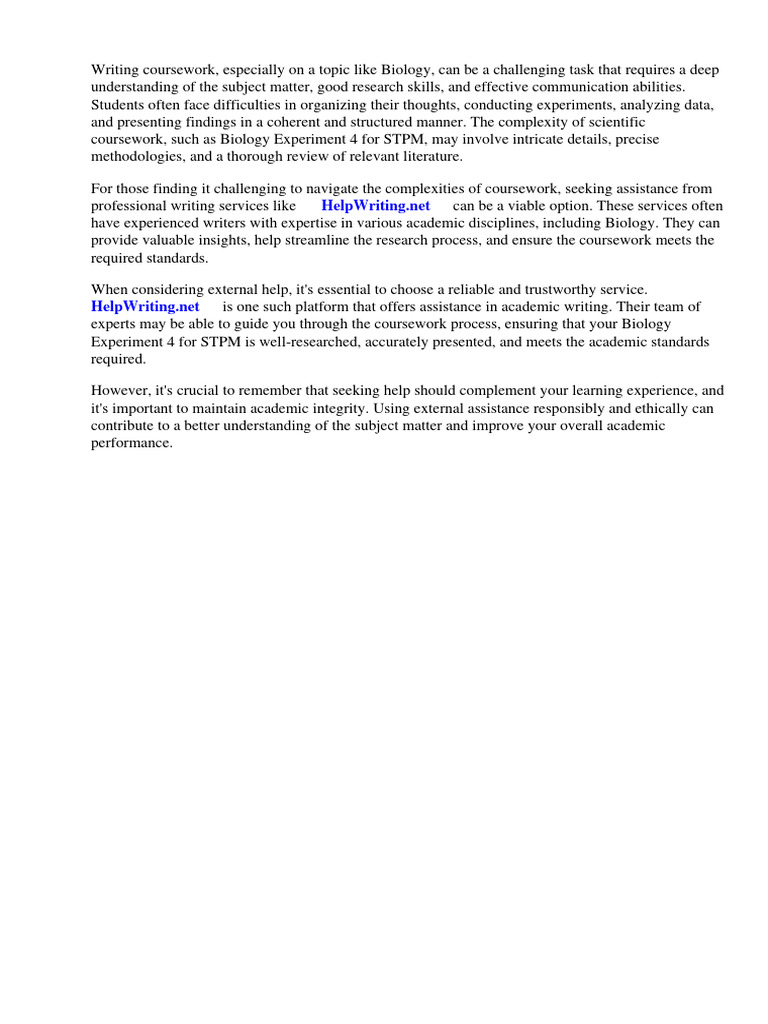 Biology Coursework STPM Experiment 4 | PDF | Biology | Chemistry