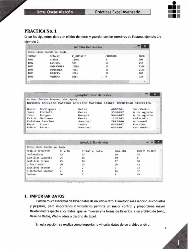 Practica 1 Excel | PDF