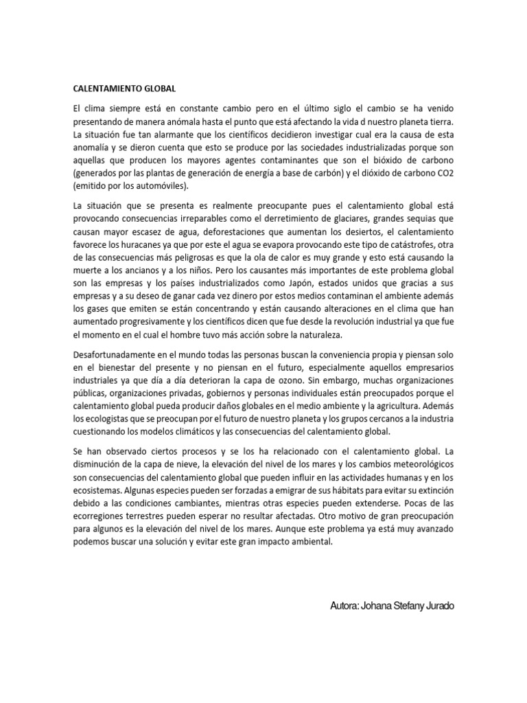CALENTAMIENTO GLOBAL. - Ejercicio | PDF | Cambio climático | Clima