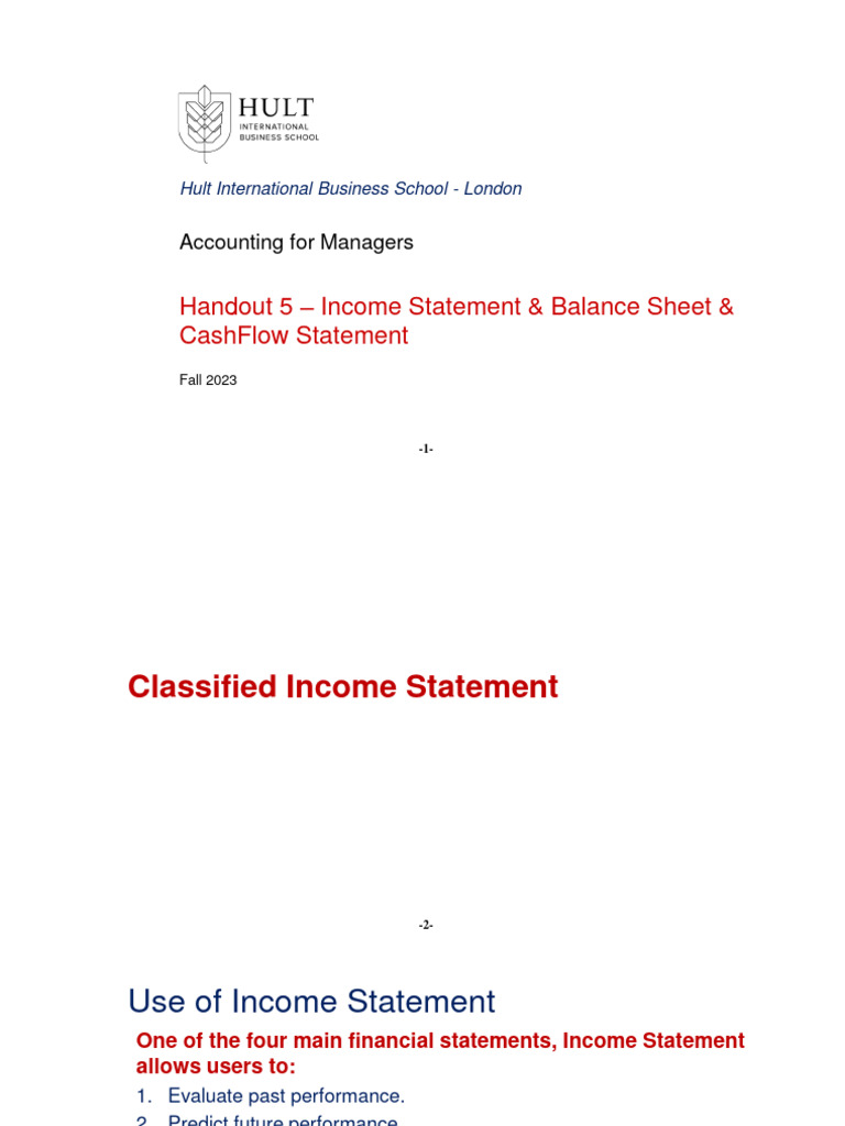 AfM 5 - Financial Statements (Is & BS & CF) | PDF | Balance Sheet ...