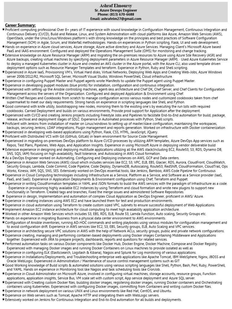 Azure & AWS DevOps Expertise Summary | PDF | Cloud Computing | Microsoft Azure