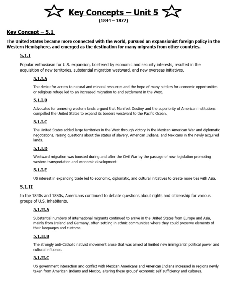 Key Concepts - Unit 5 | PDF | American Civil War | Confederate States ...