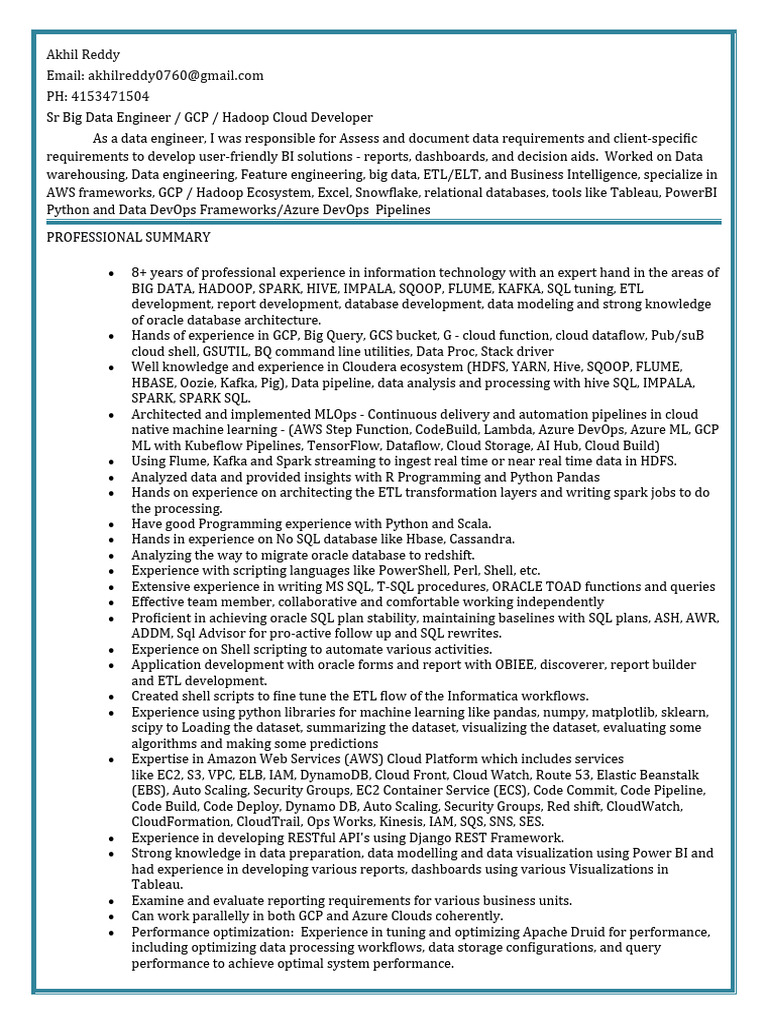 Akhil Reddy GCP | PDF | Apache Spark | Amazon Web Services