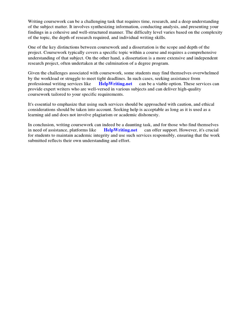 Difference Between Coursework and Dissertation | PDF | Thesis | Academic Degree