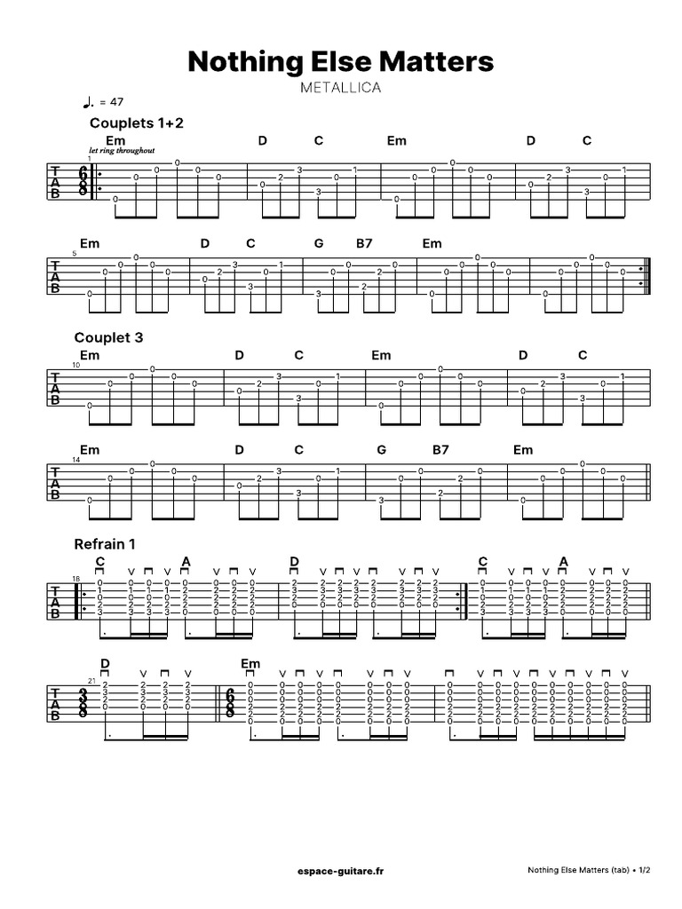 Nothing Else Matters Tab | PDF