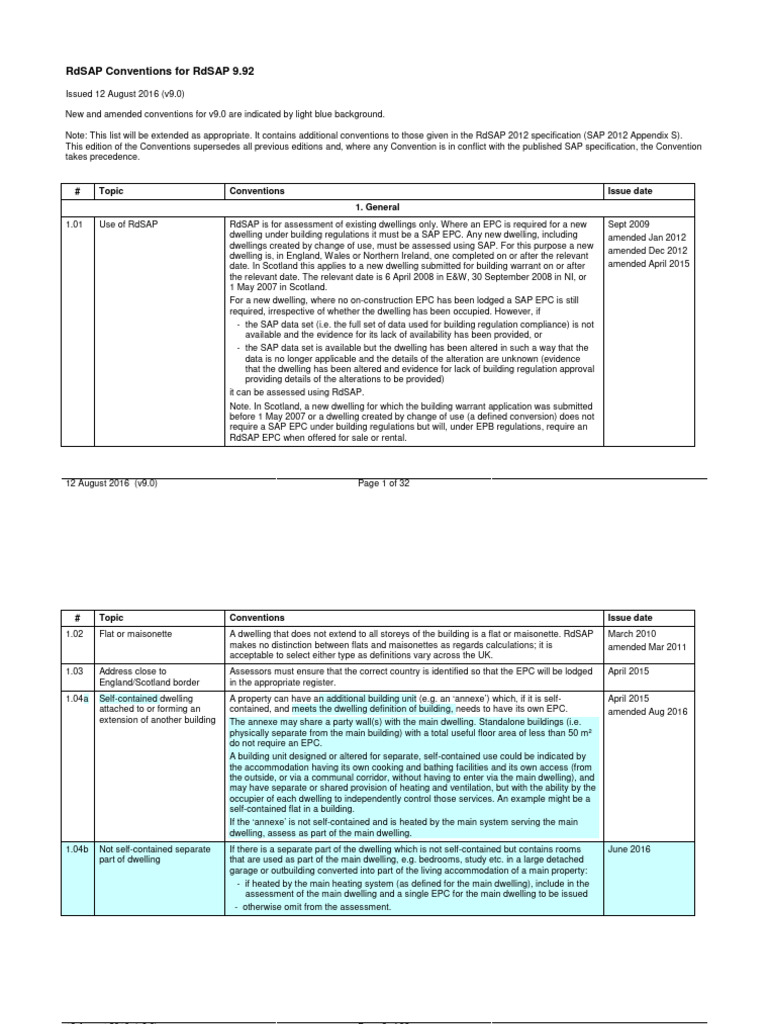 RdSAP Conventions Example | PDF | Window | Building Insulation