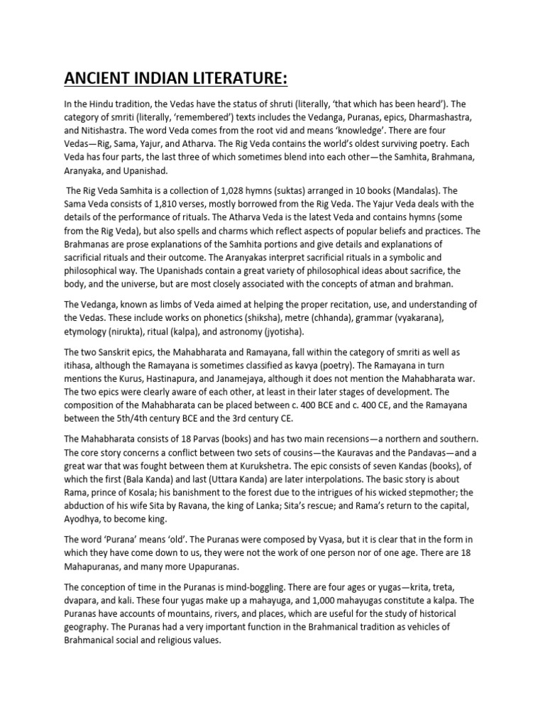Ancient Indian Literature | PDF | Vedas | Indian Religions