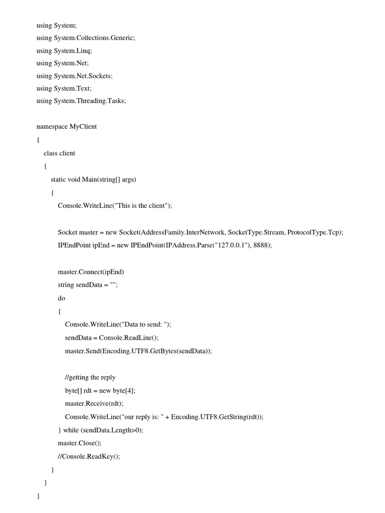 Socket Programming Pdf Network Socket Language Integrated Query 