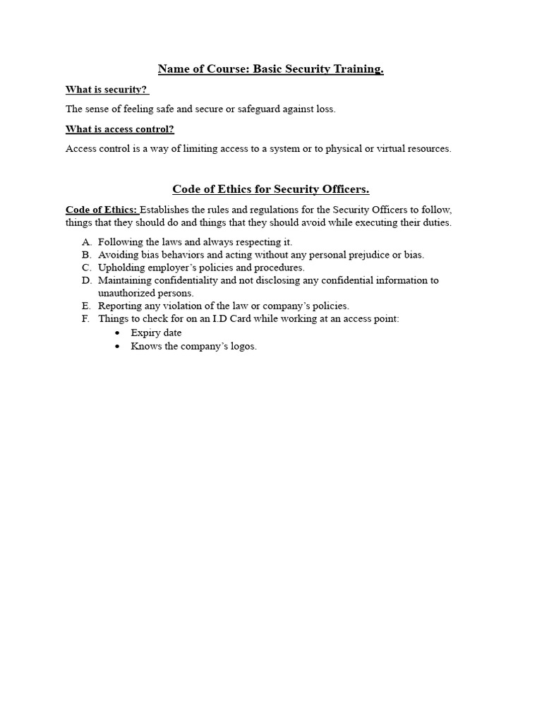 Basic Security Training | PDF | Security Guard | Confidentiality