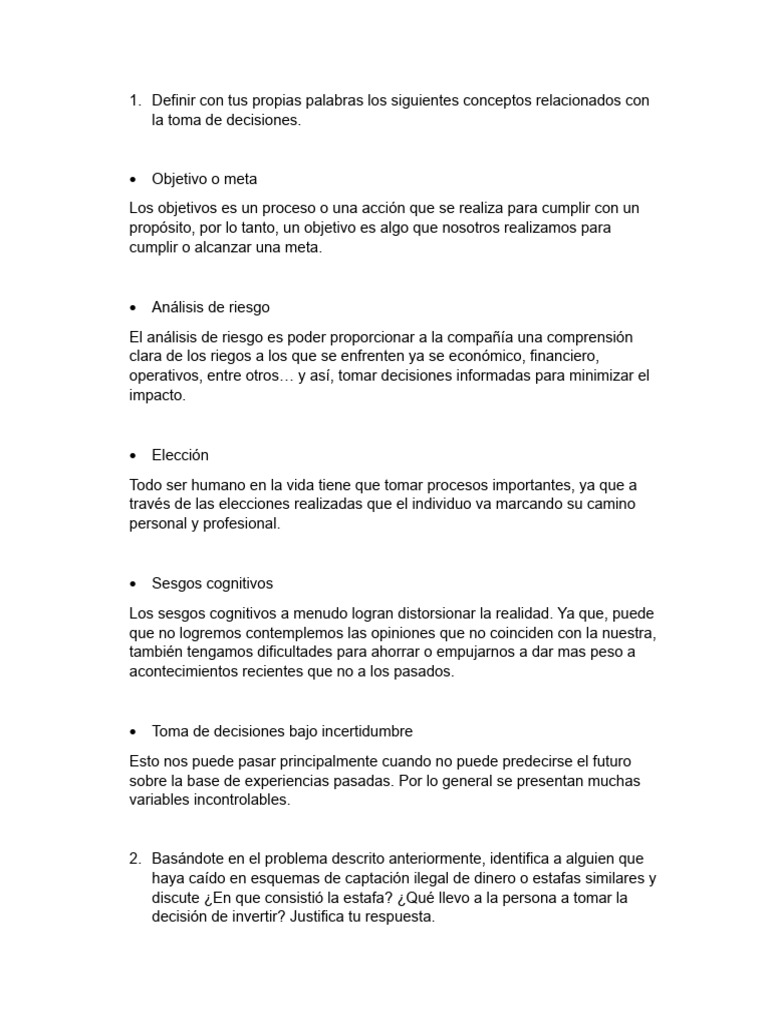 Trabajo Individual - Toma de Decisiones | PDF | Toma de decisiones | Business