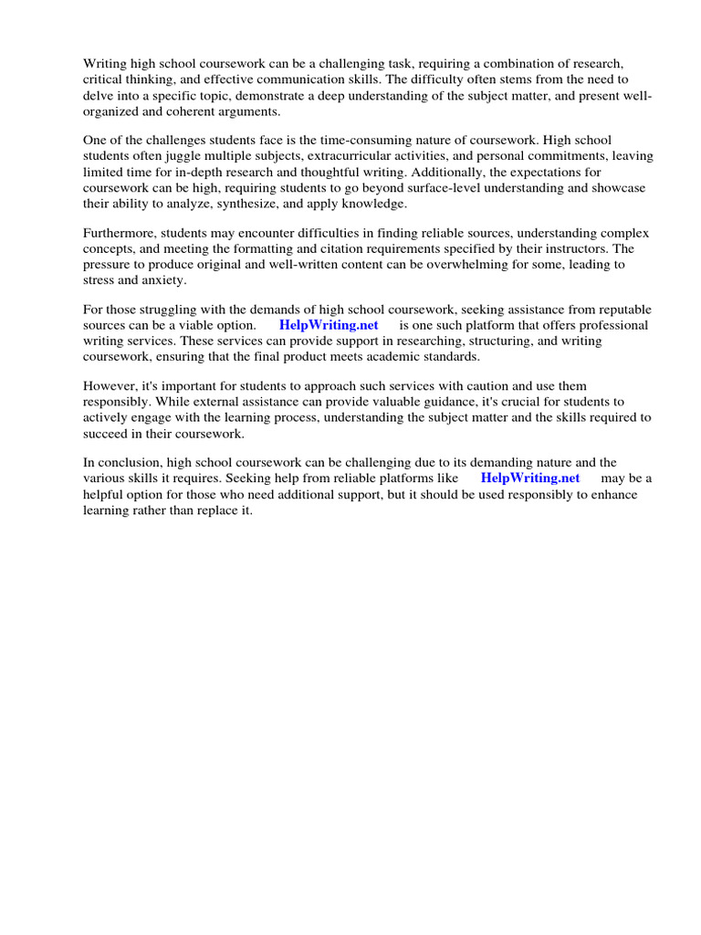 What Does High School Coursework Mean | PDF | Postgraduate Education ...