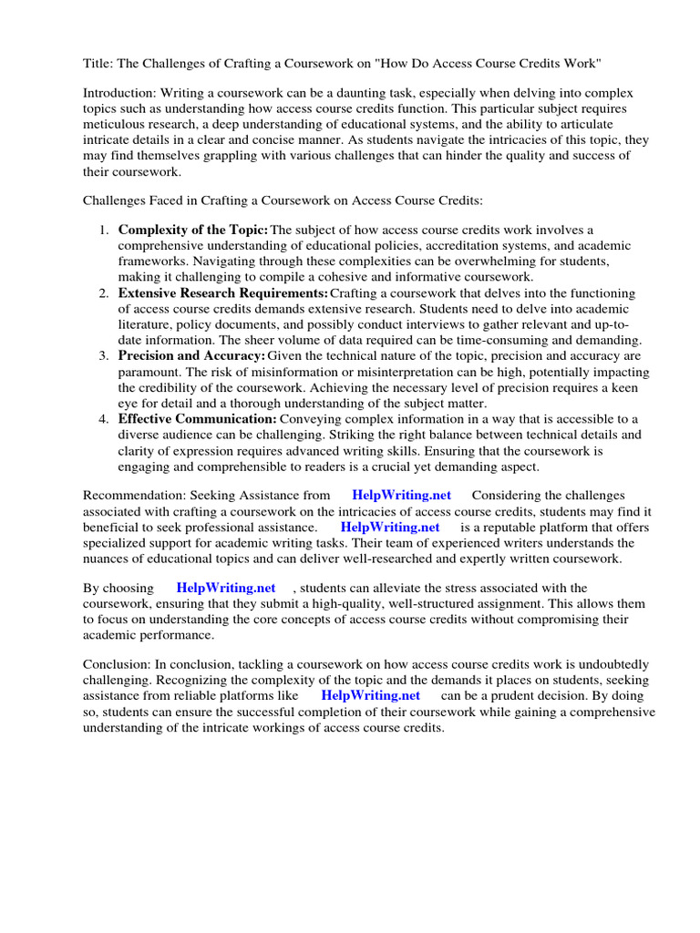 How Do Access Course Credits Work | PDF | Course Credit | Academic Degree