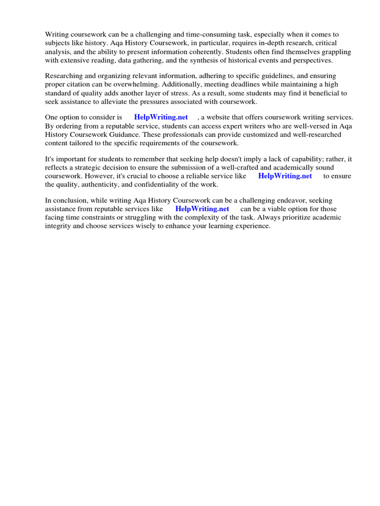 Aqa History Coursework Guidance | PDF | Essays | Thesis Aqa History Coursework Guidance | PDF | Essays | Thesis