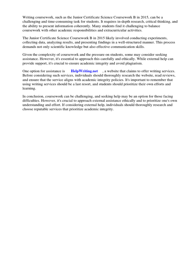 Junior Certificate Science Coursework B 2015 | PDF | Cognition | Cognitive Science