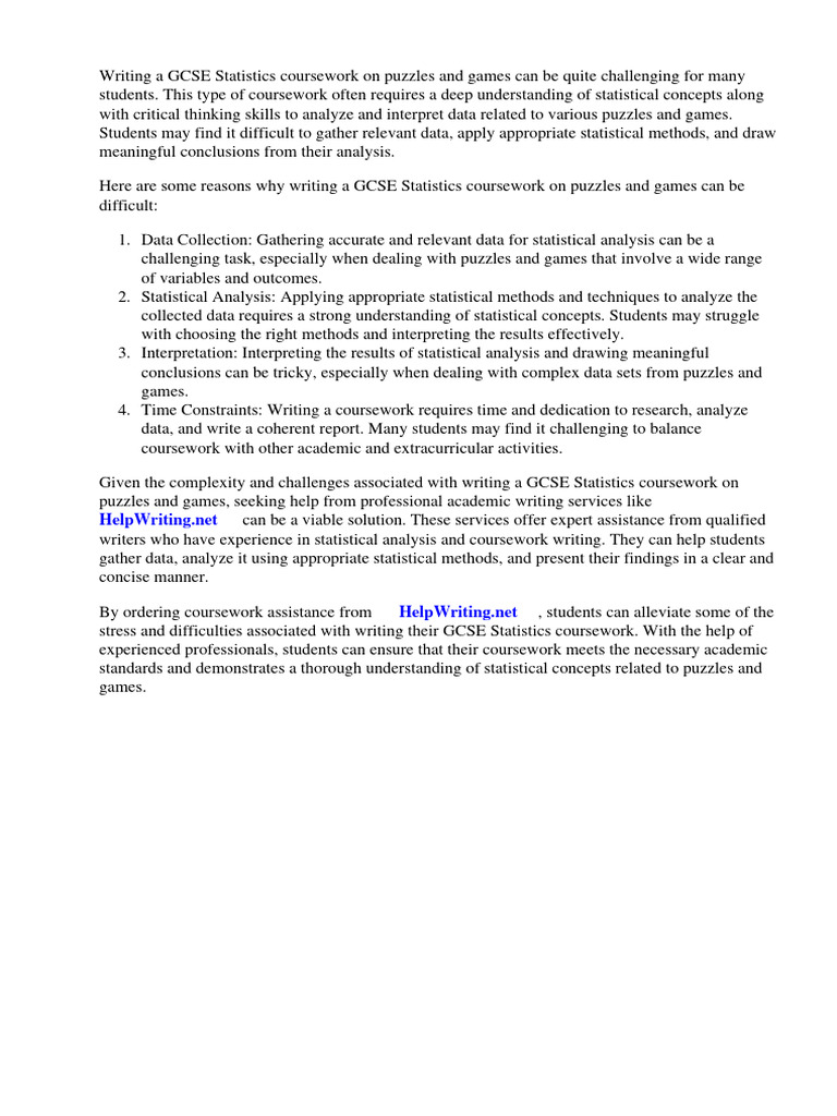 Gcse Statistics Coursework Puzzles and Games | PDF | Statistics ...