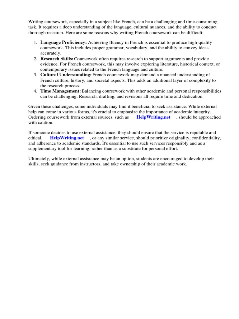 French Coursework School | Download Free PDF | French Language | Vocabulary