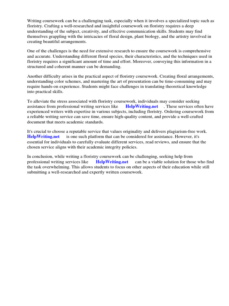 Floristry Coursework | PDF | Floristry