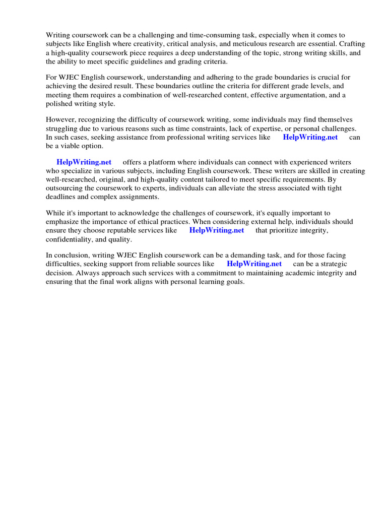 WJEC English Coursework Help | PDF | Gce Advanced Level (United Kingdom ...