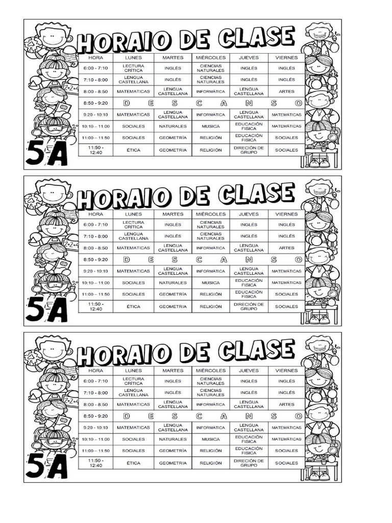 FORMATOS DE CLASE Horarios | PDF