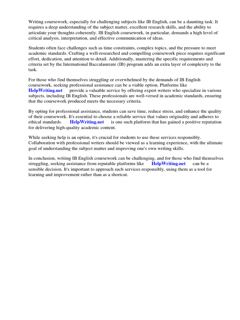 Ib English Coursework Examples | PDF | Essays | Experience