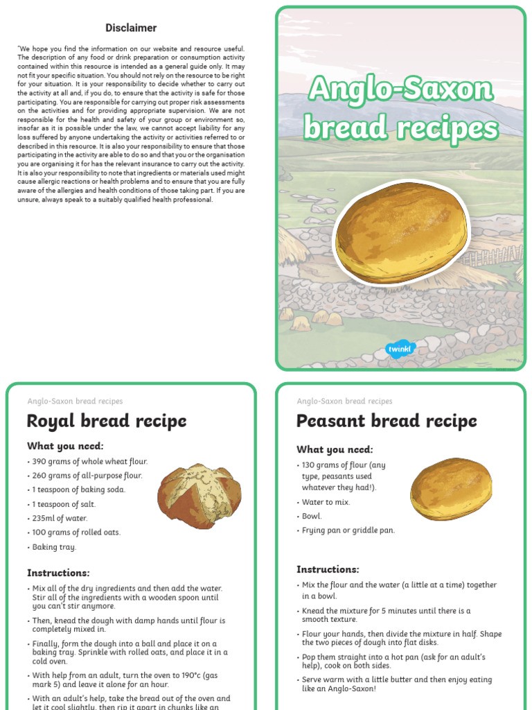 Anglo-Saxon Bread Recipes Guide | PDF | Breads | Dough