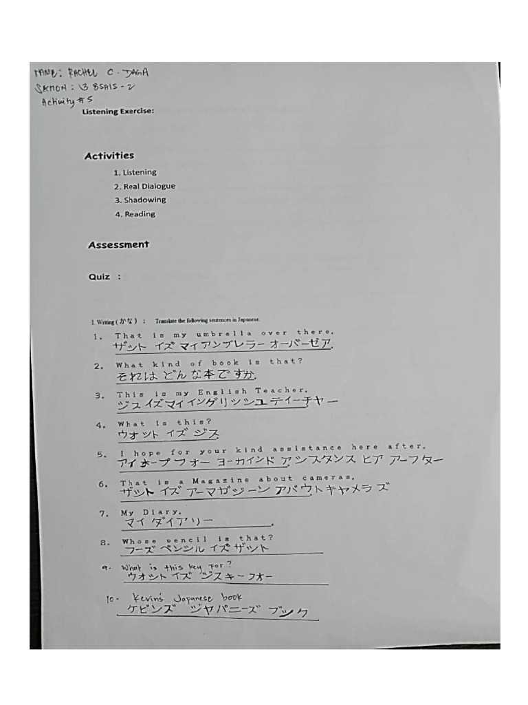 Activity 5 and 6 Foreign Language Rachel Daga 3 Bsais 2 | PDF