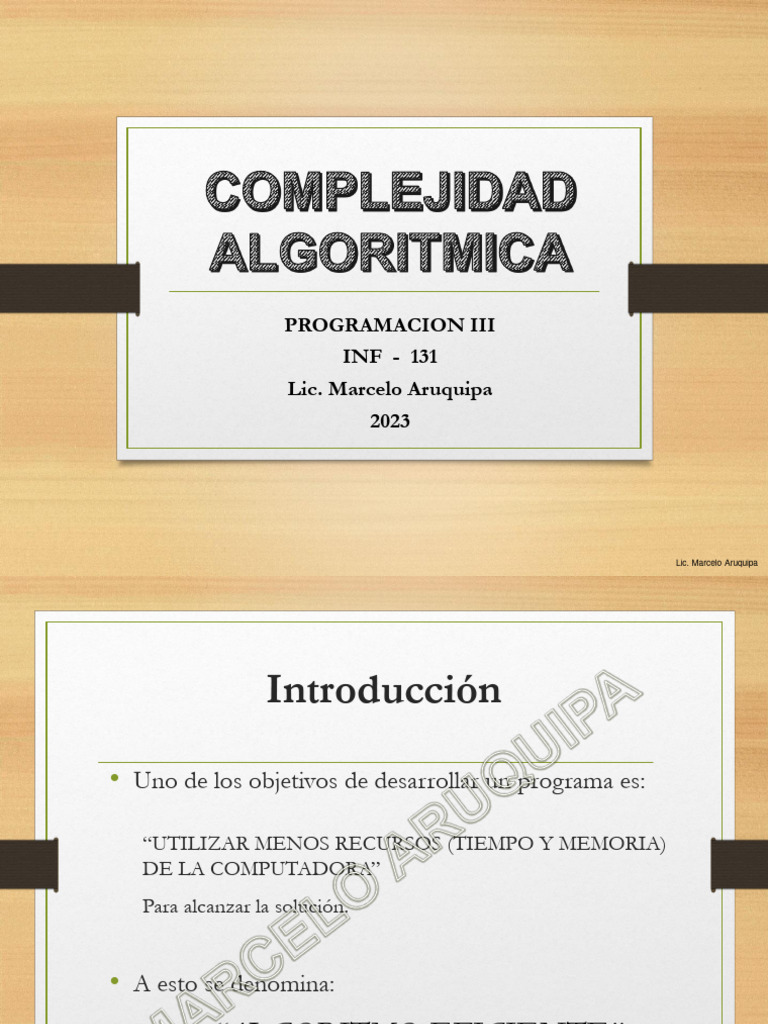 Clase 4 - Complejidad Algoritmica | PDF | Algoritmos | Teoría de la complejidad computacional