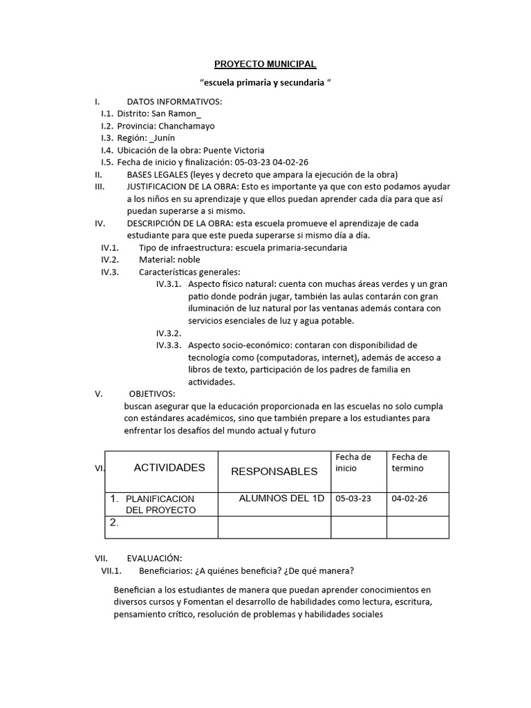 Proyecto Municipal | PDF