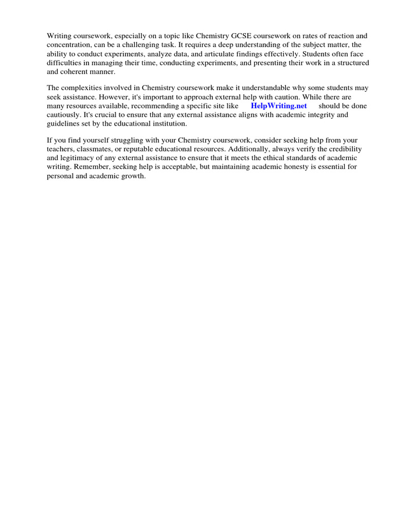 Chemistry Gcse Coursework Rates of Reaction Concentration | PDF ...