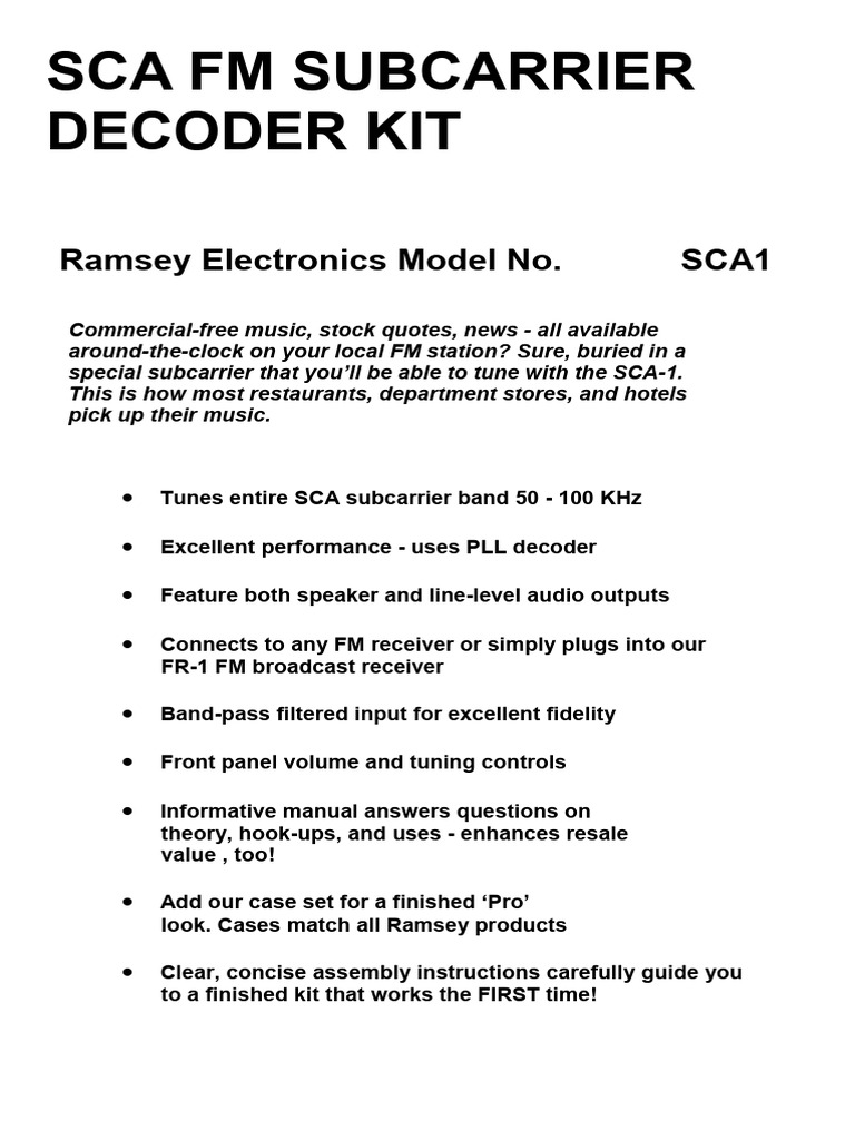 Ramsey SCA1 - SCA FM Subcarrier Decoder | PDF | Frequency Modulation ...