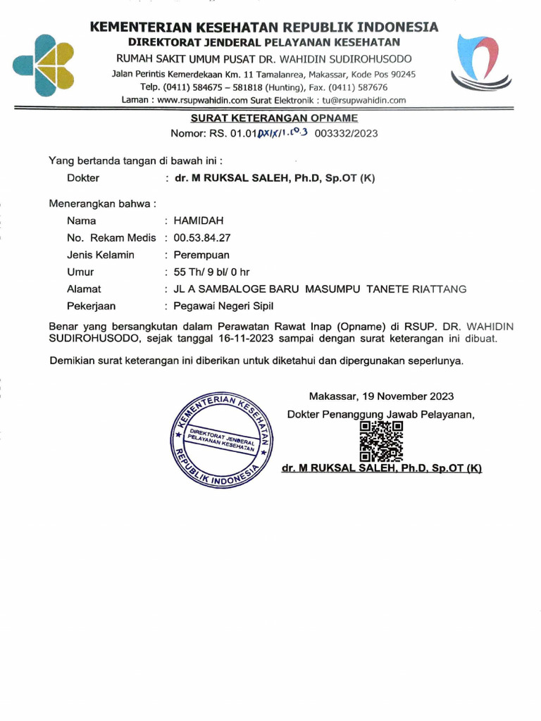 Surat Keterangan Opname | PDF