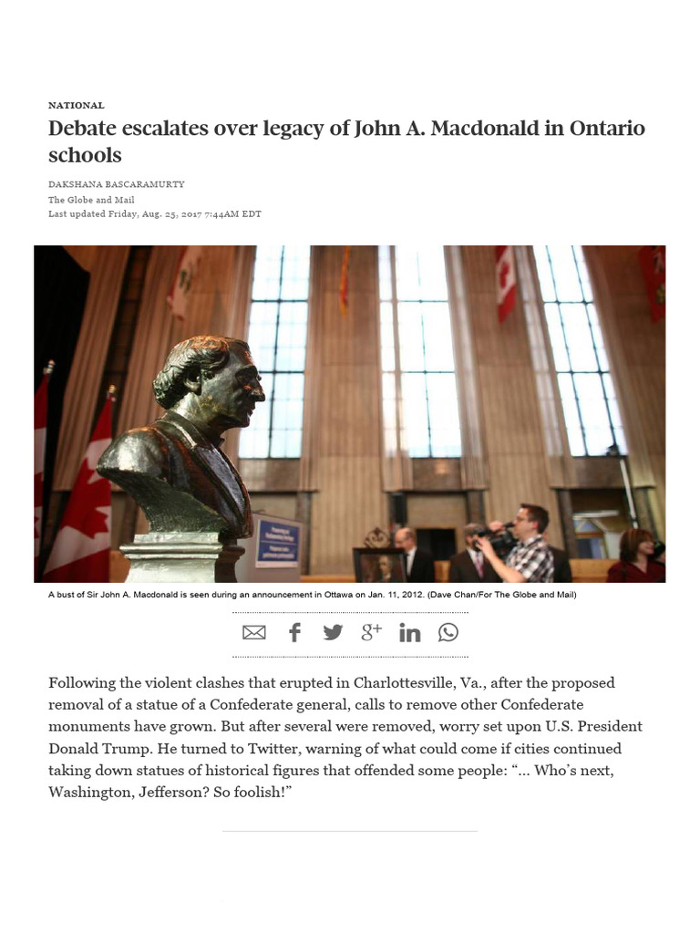 Debate Escalates Over Legacy of John A | PDF | Canada