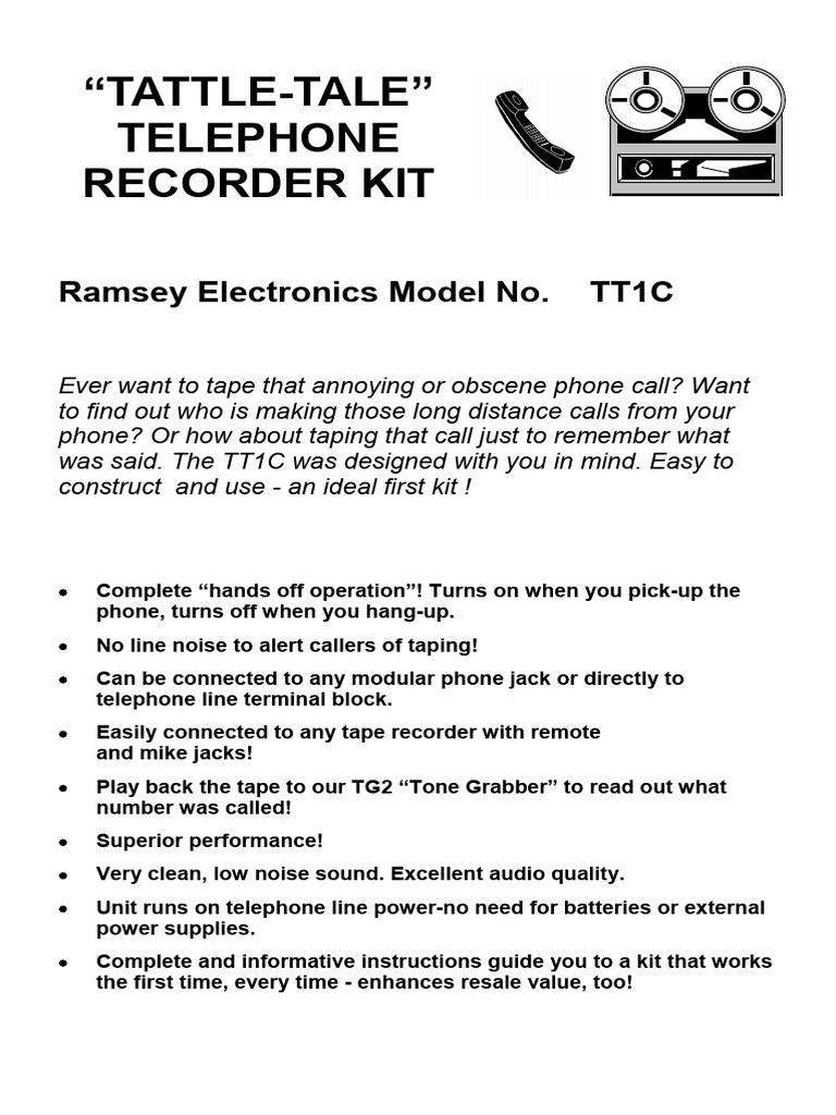 Ramsey TT1 - Tattle-Tale Telephone Recorder | PDF | Bipolar Junction ...
