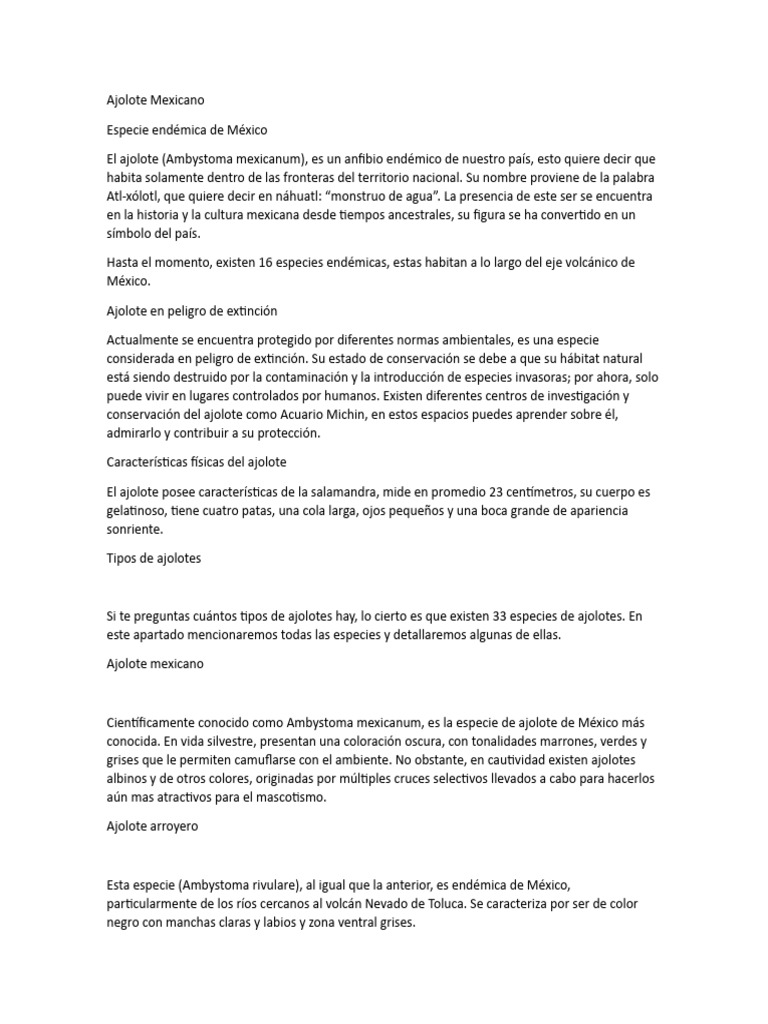 Ajolote Mexicano | PDF | Libros para adolescentes