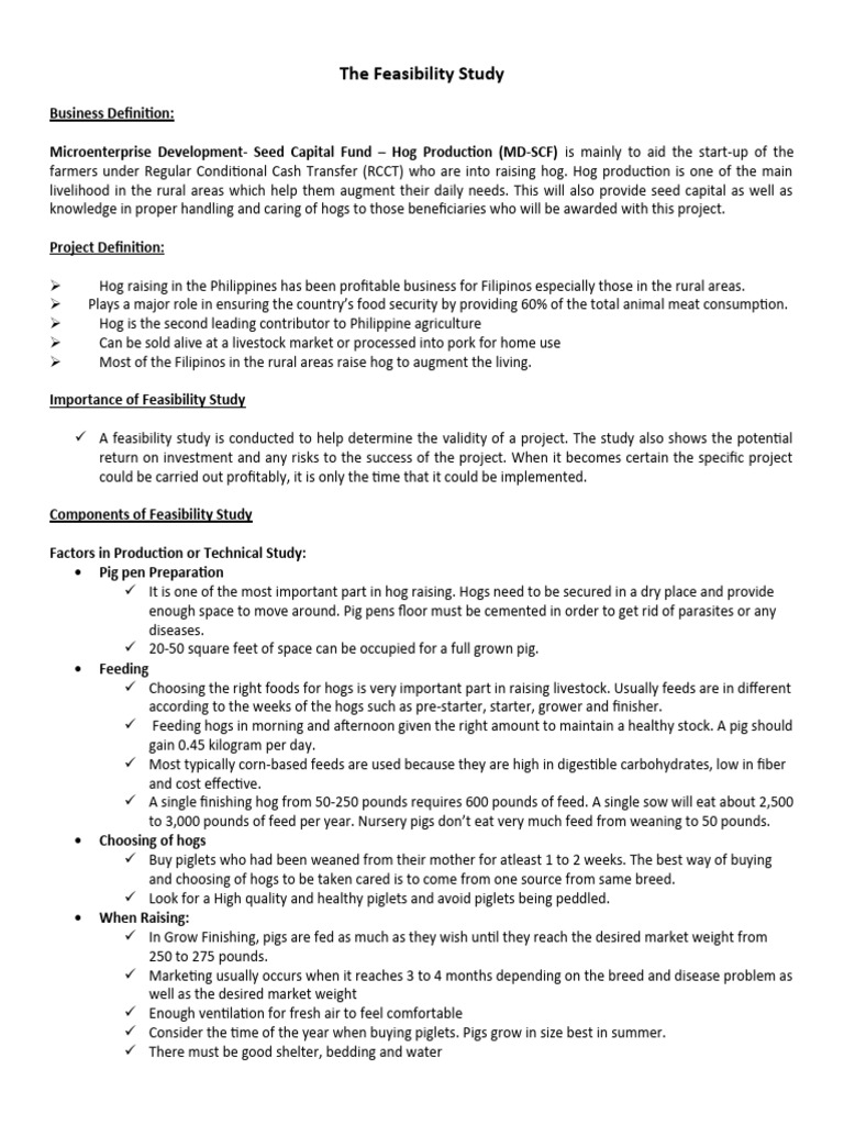 Feasibility Hog | PDF | Pig | Livestock