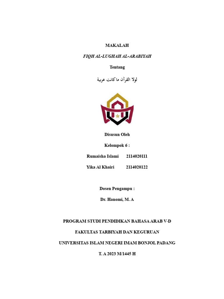 Kel 6 Fiqh Lughah (Revisi) | PDF