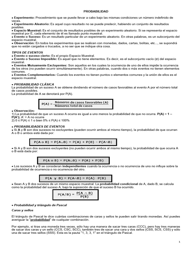 PROBABILIDAD Estadistica Resumen | PDF | Probabilidad | Probabilidades y estadísticas