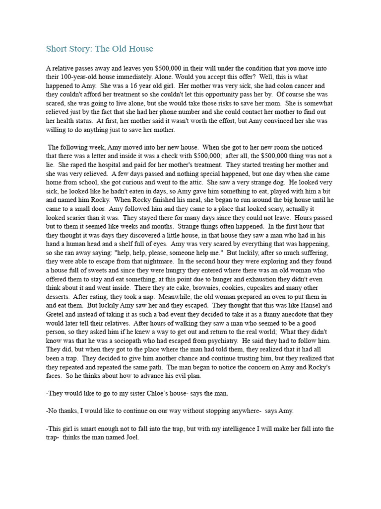 The Old House: Short Story: 1st Grade: Amaya, Maria Isabella and Ana ...