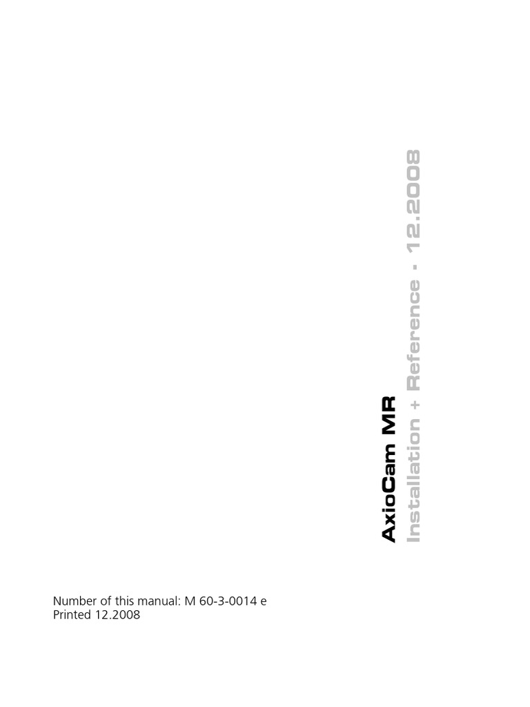 AxioCam MR - Reference Guide | PDF | Personal Computers | Laptop