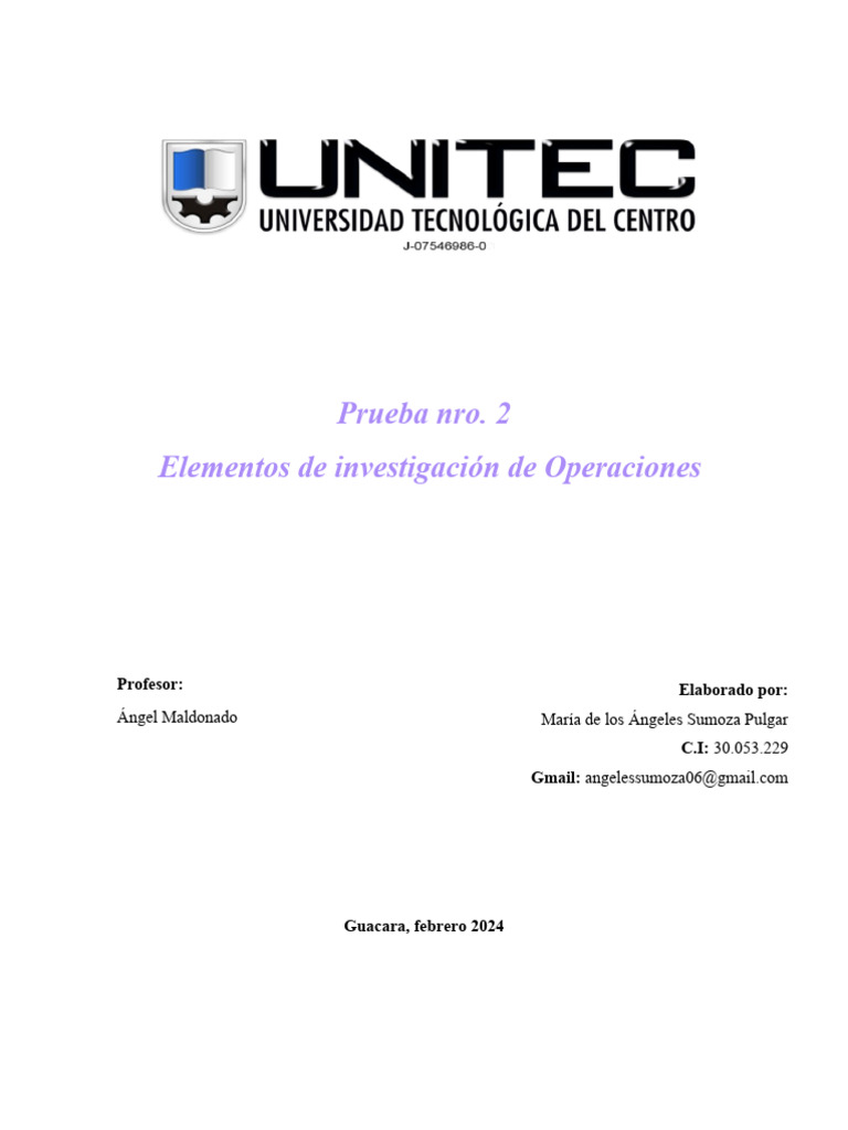 Prueba 2 EIO María Sumoza | PDF | Inventario | Contabilidad financiera