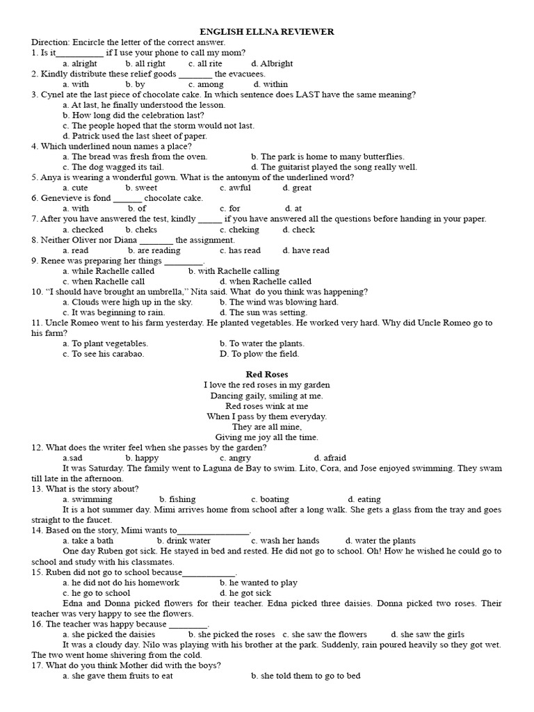 English Ellna Reviewer1 | PDF | Moth