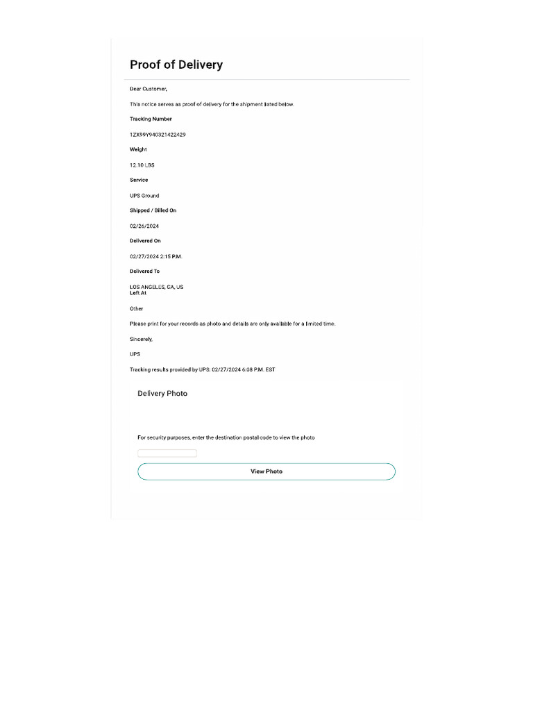 Proof of Delivery | PDF