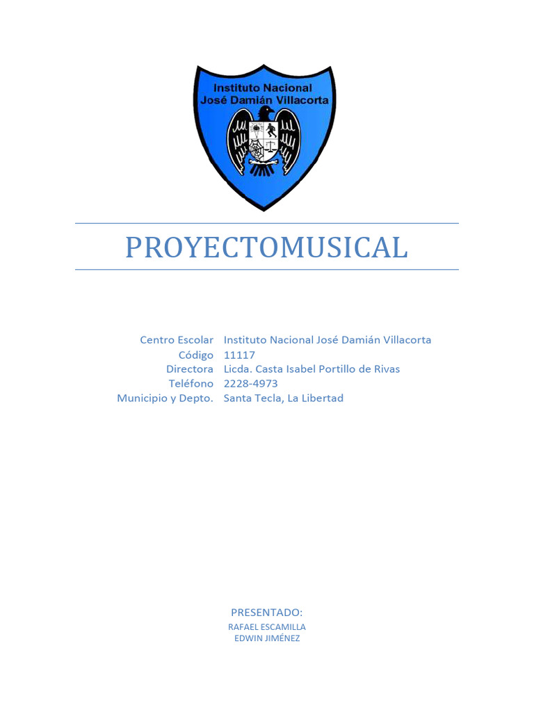 Proyecto Musical Instituto Damián Villacorta | PDF | Aprendizaje | Las ...