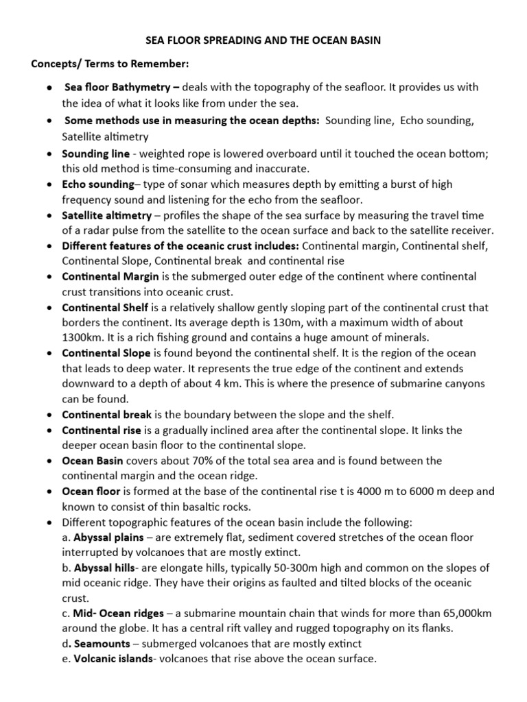 Sea Floor Spreading Concept Sheet | PDF | Seabed | Plate Tectonics