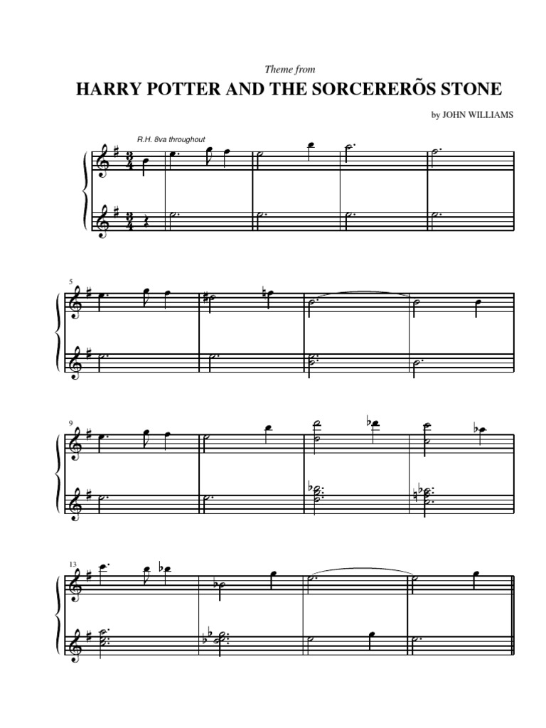 Harry Potter Sorcerer's Stone Theme Piano | PDF