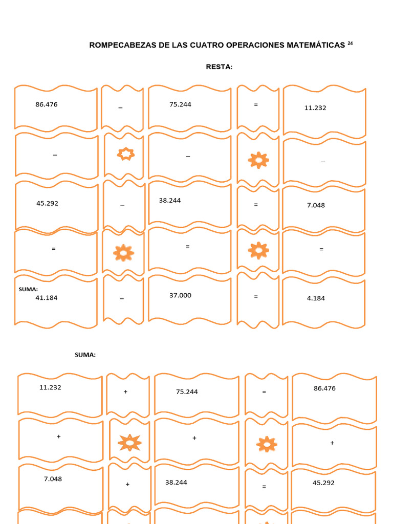 Rompecabezas de Las Cuatro Operaciones Matemáticas 24 | PDF | Matemáticas