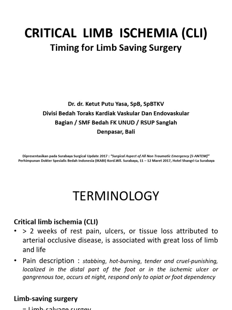Critical Limb Ischemic | PDF | Ischemia | Amputation
